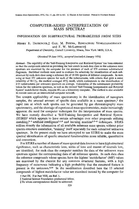Pdf Computer Aided Interpretation Of Mass Spectra Information On