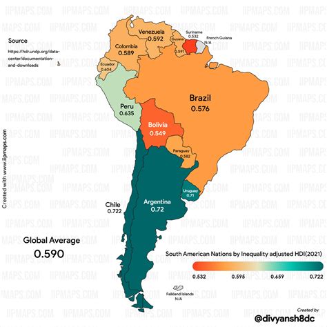 South American Nations By Inequality Adjusted Maps On The Web