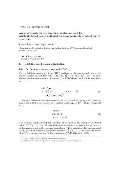 Pdf An Approximate Single Loop Chaos Control Method For Reliability