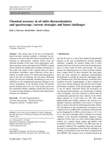Pdf Chemical Accuracy In Ab Initio Thermochemistry And Spectroscopy
