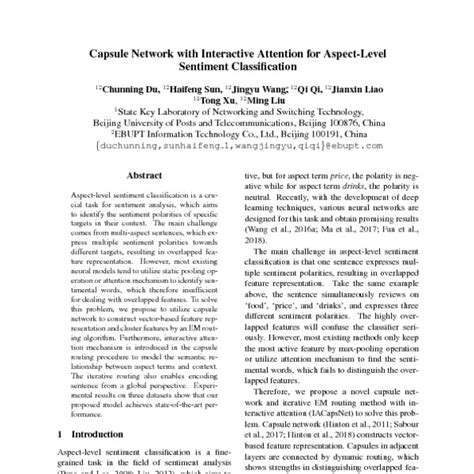 Capsule Network With Interactive Attention For Aspect Level Sentiment Classification Acl Anthology