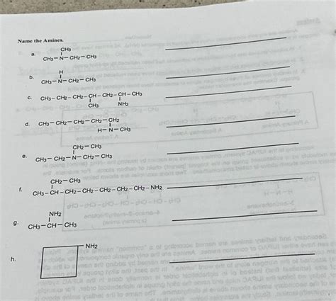 Solved Name The Amines H G F E A B C CH3 Ont Even Chegg Com