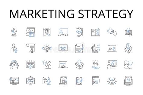 Marketing Strategy Line Icons Collection Brand Development