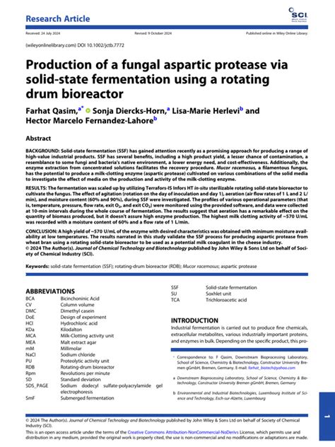 Production Of A Fungal Aspartic Protease Via Solid Pdf Enzyme Assay