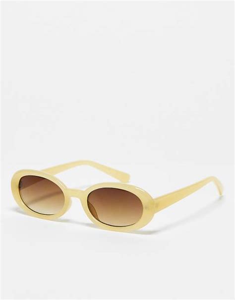Jeepers Peepers Oval Sunglasses In Yellow Asos
