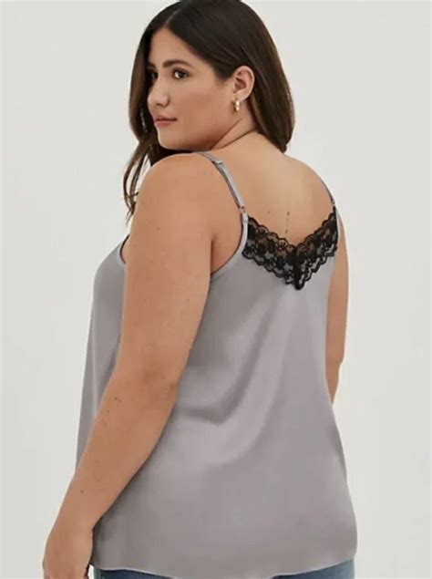 Plus Size Trim Lace And Silk Camisole Online India Snazzyway