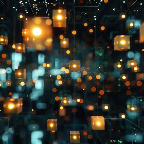A Matrix Of Glowing Cubes Suspended In A 3d Space Creating A Depth Of Field That Showcases A Matrix Of Glowing Cubes Suspended In A 3d Space Creating A Depth Of Field That Showcases