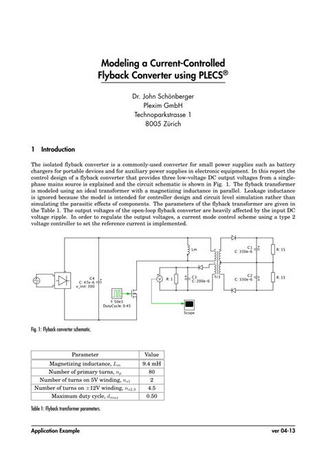 Pdf Modeling A Current Controlled Flyback Converter Using · Modeling A Current Controlled