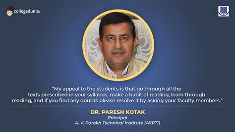 dr paresh kotak principal a v parekh technical institute avpti youtube