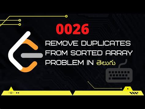 Remove Duplicates From Sorted Array Leetcode In Telugu YouTube