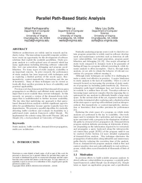 Pdf Parallel Path Based Static Analysis
