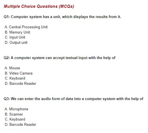 Computer System And Operating System MCQ Revision Sept