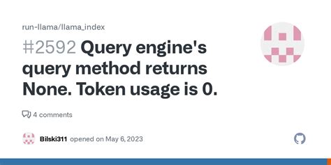 query engine s query method returns none token usage is 0 · issue