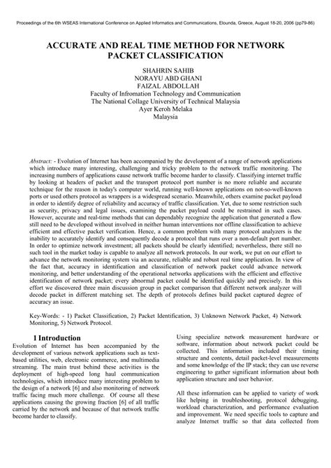 pdf accurate and real time method for network packet classification