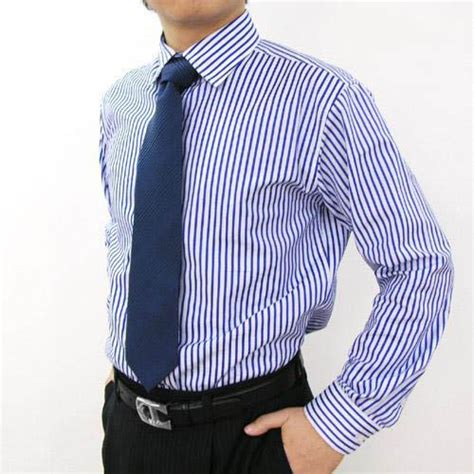 블루 스트라이프 면70 폴리30 맞춤와이셔츠