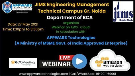 Sonu Prakash On Linkedin Live Webinar On Aws Amazon Web Services In Association With Deppt Of
