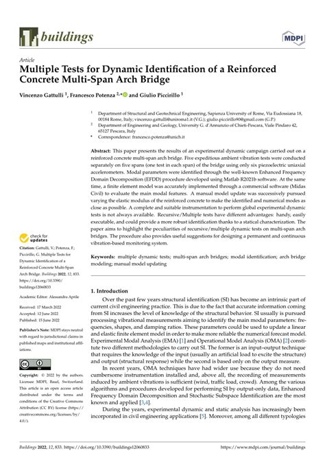 Pdf Multiple Tests For Dynamic Identification Of A Reinforced