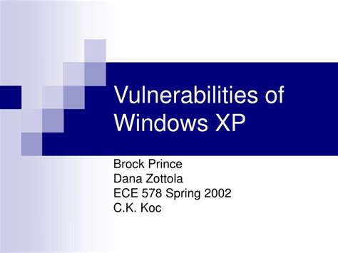 Ppt Vulnerabilities Of Windows Xp Powerpoint Presentation Free