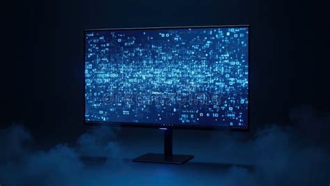Futuristic Digital Data Stream On Screen With Binary Code Abstract Stock Illustration