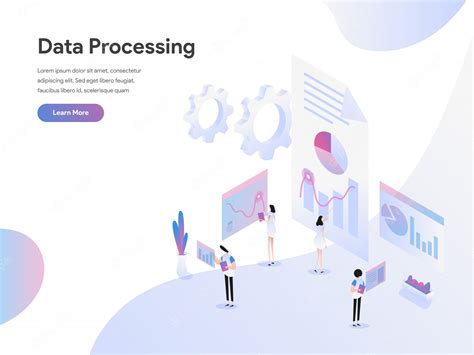 Premium Vector Data Processing Isometric Illustration Concept