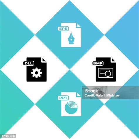 Dll 파일 문서 Ppt Eps 및 Bmp 아이콘을 설정합니다 벡터 가득 찬에 대한 스톡 벡터 아트 및 기타 이미지 가득 찬