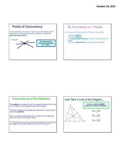 Points Of Concurrency The Four Centers Of A Triangle Docslib