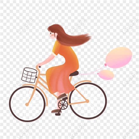 자전거를 타는 소녀 Png 일러스트 무료 다운로드 Lovepik