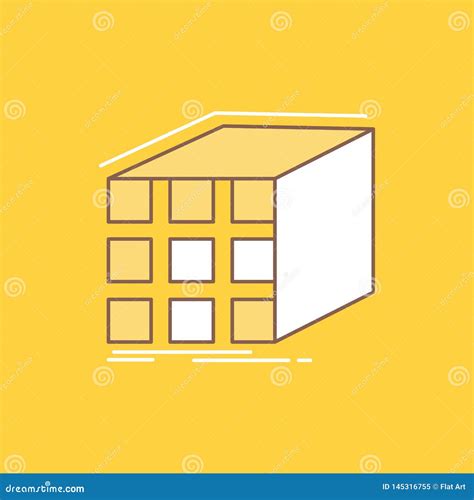 Abstract Aggregation Cube Dimensional Matrix Flat Line Filled Icon Beautiful Logo Button