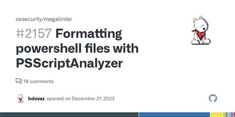 Formatting Powershell Files With Psscriptanalyzer · Issue 2157 · Oxsecuritymegalinter · Github