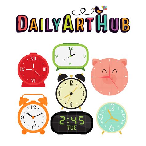Clock Collection Clip Art Set Daily Art Hub Graphics Alphabets And Svg