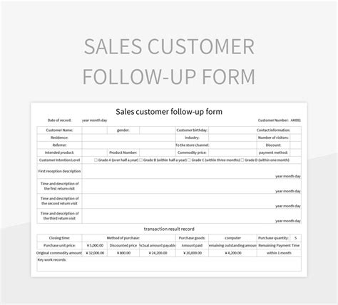 Sales Customer Follow Up Form Excel Template And Google Sheets File For Free Download Slidesdocs