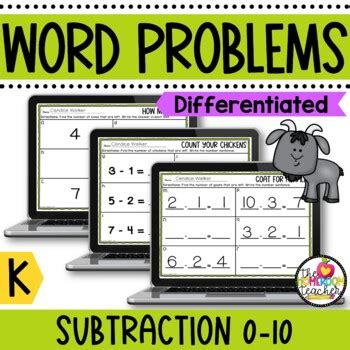 Subtraction Word Problems Digital Math Task Cards Google Slides PowerPoint