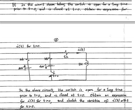 Solved In The Circuit Shown Below The Switch Is Open For A Chegg Com