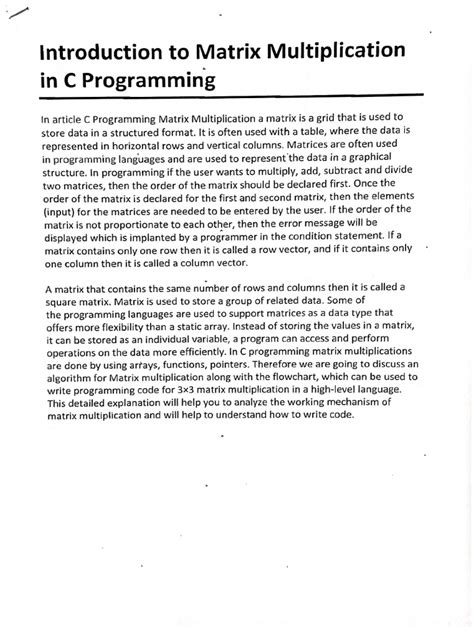 Introduction To Multiplication In C Programming Pdf