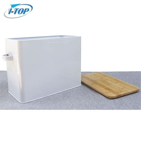 대나무 커팅 보드 뚜껑이 있는 주방 식품 보관 용기 상자 빈티지 금속 빵통 I Top Industry Limited에서 빵 보관 용기 상자 식품 보관 상자 보관함