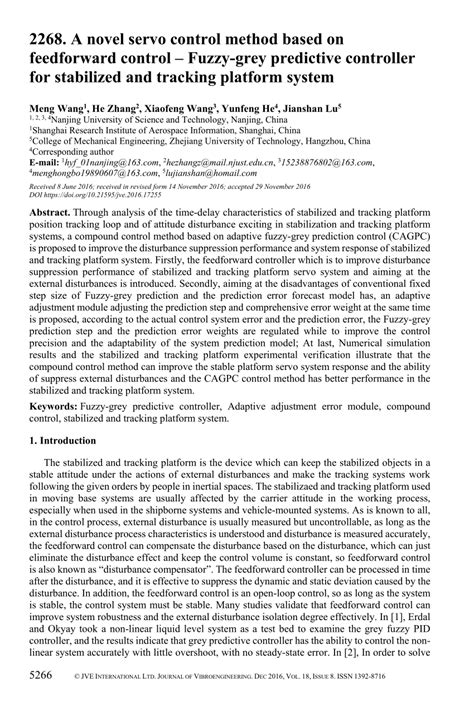 Pdf A Novel Servo Control Method Based On Feedforward Control Fuzzy Grey Predictive