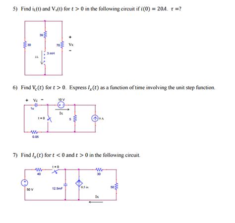solved 5 find il t and vx t for t 0 in the following