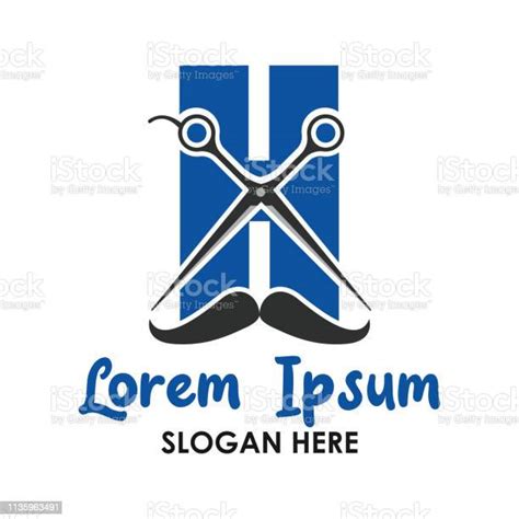 당신의 슬로건 태그 라인 벡터 일러스트 레이 션을 위한 H 알파벳 및 텍스트 공간을 가진 이발소 아이콘 가위에 대한 스톡 벡터 아트 및 기타 이미지 Istock