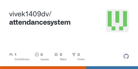 GitHub Vivek Dv Attendancesystem