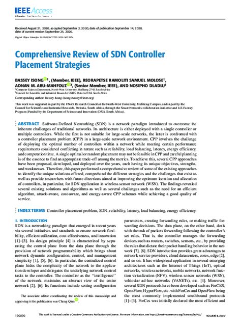 Pdf Comprehensive Review Of Sdn Controller Placement Strategies