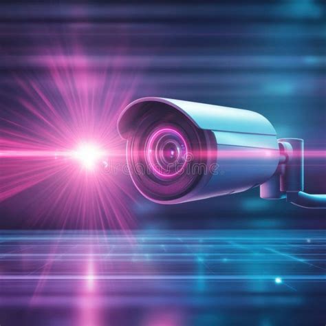 Modern Security Camera With Colorful Light Effects Showcasing Advanced Surveillance Technology