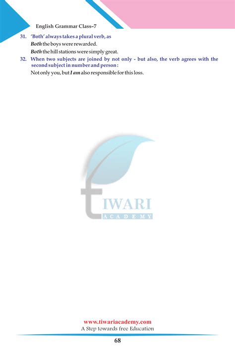 Class 7 English Grammar Chapter 10 Agreement Of Verbs With Subject