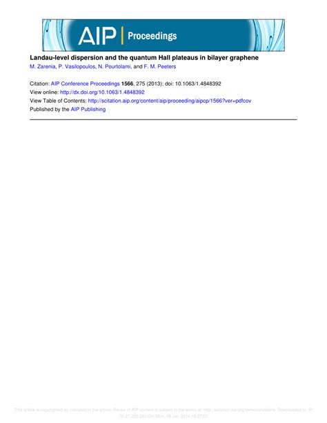 Pdf Landau Level Dispersion And The Quantum Hall Plateaus In Bilayer Graphene