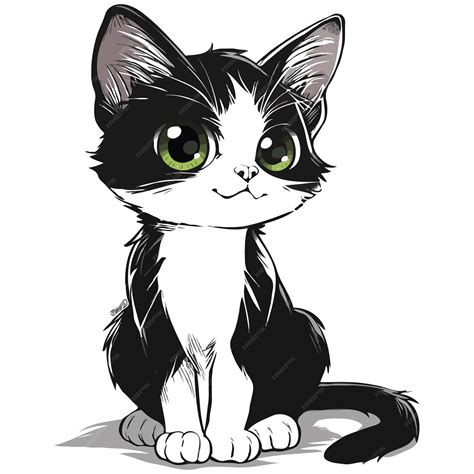 Premium Vector Black And White Cartoon Illustration Of Cute Cat Animal