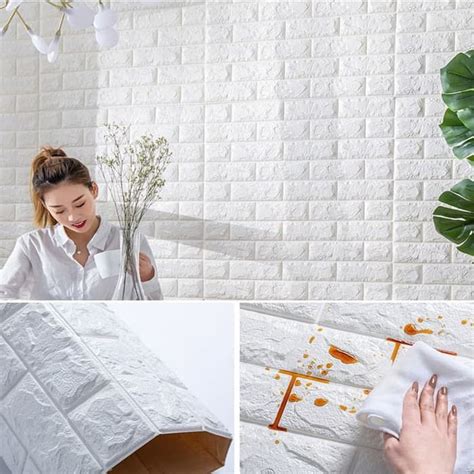 Jual Wallpaper 3d Brickfoam Bata Putihwallpaper 3d Model Motif Bata Putih Shopee Indonesia