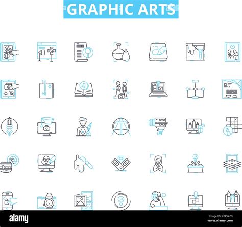 Graphic Arts Linear Icons Set Typography Logos Illustration Design Layout Vector Branding