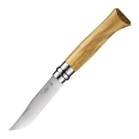 Opinel No08 Olive Wood And Stainless Steel Folding Knife And Sheath S