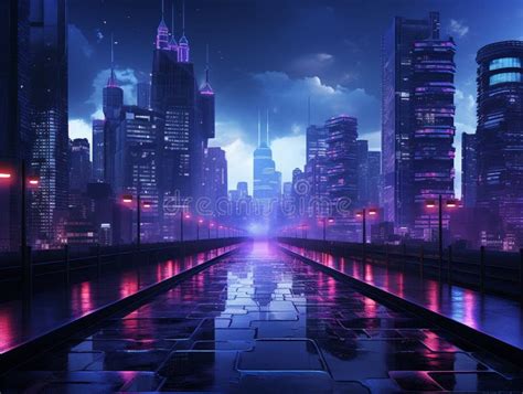 Urban Cityscape At Night Flat Design Top View Cyberpunk Theme 3d Render Complementary Color