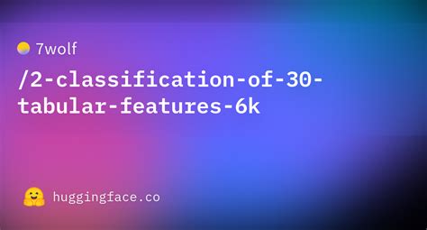 7wolf2 Classification Of 30 Tabular Features 6k · Datasets At Hugging Face