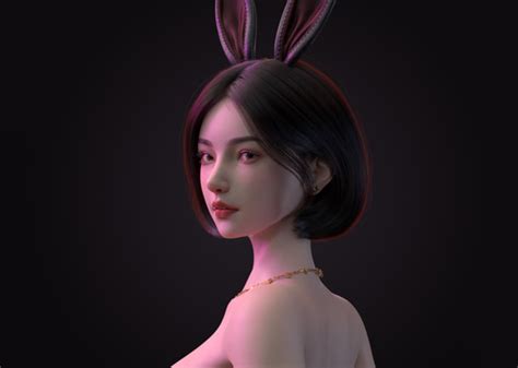 兔女郎 短发女孩模型 女人模型库 Maya Ma Mb 模型下载 Cg模型网